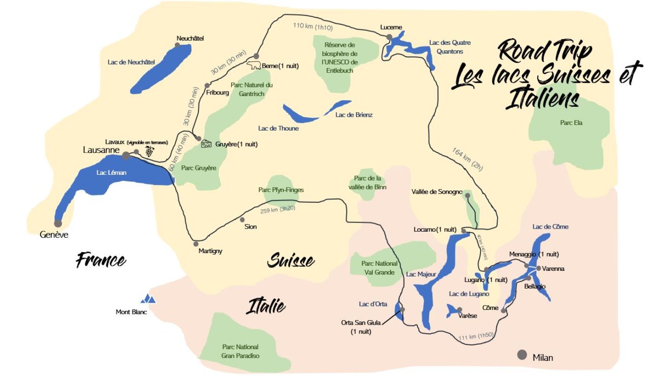 ROAD TRIP | A la découverte des lacs Suisses et Italiens | Cartes de Voyage